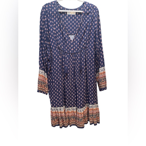Time and Tru | Dresses | Time And Tru Blue Tiered Dress With Bishop ...